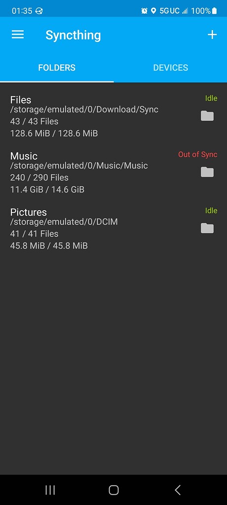 Can't sync entire music folder on Android - Android - Syncthing Community Forum