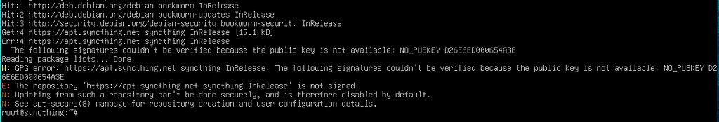 GPG error when setting up syncthing in Debian 12 - Support - Syncthing Community Forum