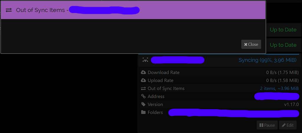 Stuck with "Out of Sync Items" on other device after changing to Receive Only - Support ...
