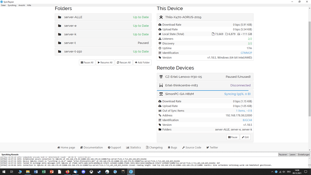 Stuck at Syncing (95% 0 B) after cutting file that was not accessible at remote. Solved ...