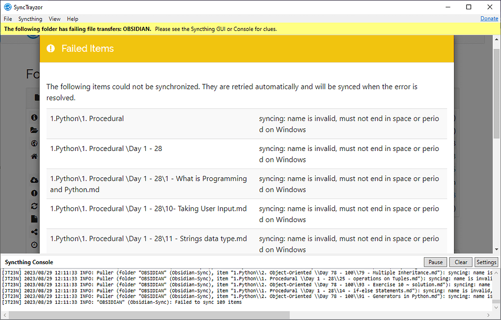 Syncthing is failing to sync between windows & Linux - Support - Syncthing Community Forum