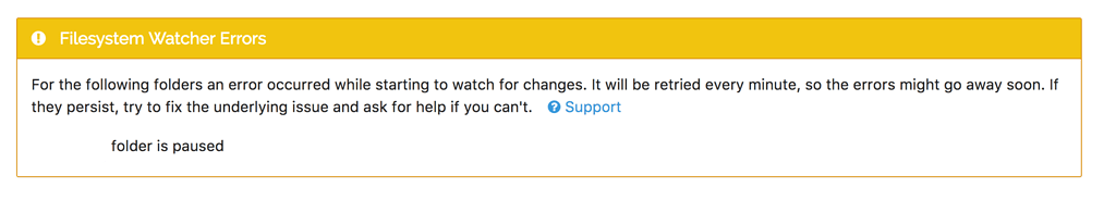 Filesystem Watcher errors on paused folder? - Support - Syncthing Community Forum