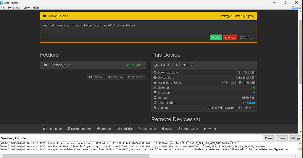 Android 'adding' share folder - Android - Syncthing Community Forum