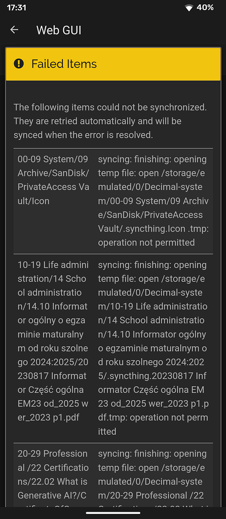 tmp:operation not permitted - Android - Syncthing Community Forum
