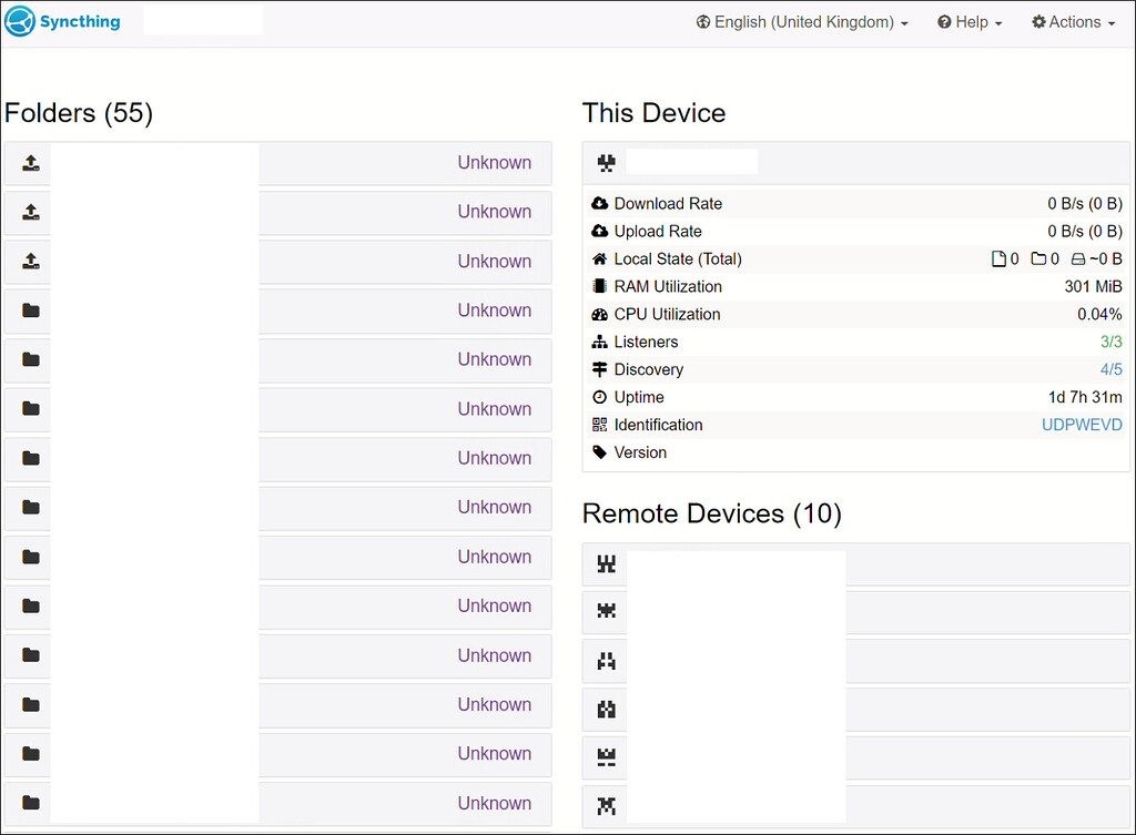 Syncthing unresponsive with "wsarecv: An existing connection was forcibly closed by the remote ...