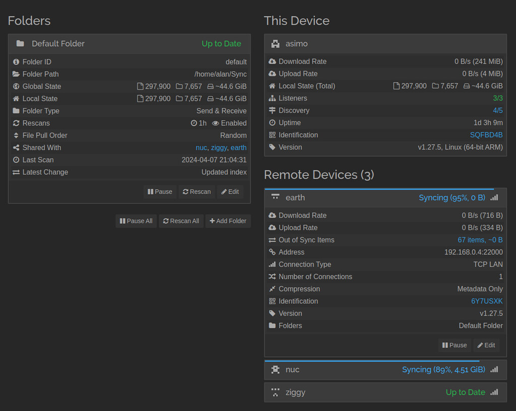 Out of sync systems - Support - Syncthing Community Forum