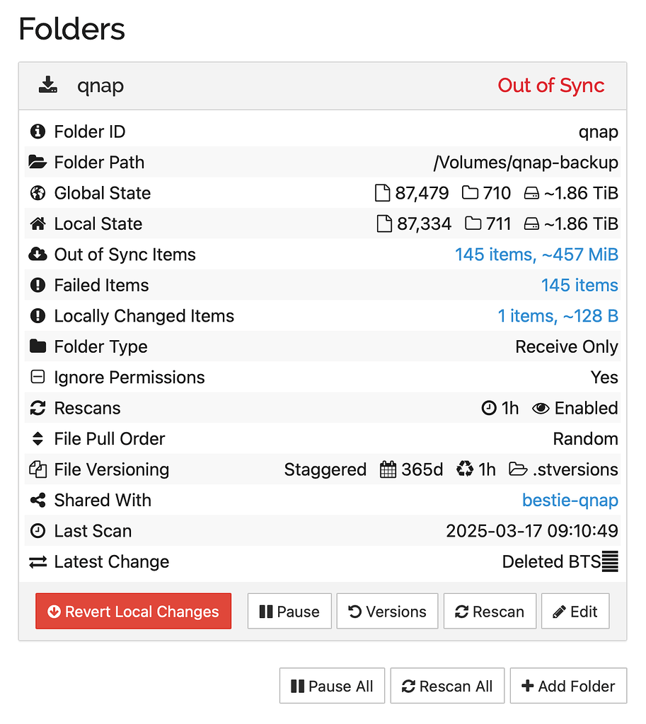 'Out of sync' doesn't register as an API error? - Support - Syncthing ...